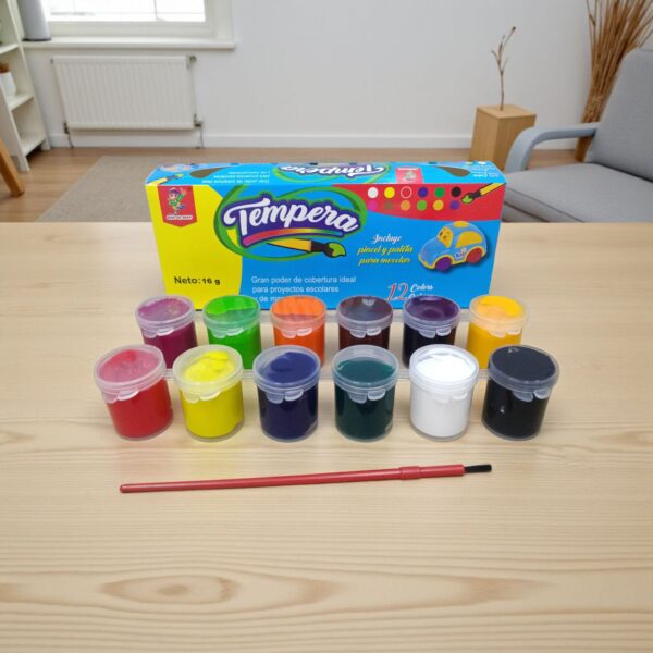 3991 Set de 12 temperas colores - DelSur Importaciones